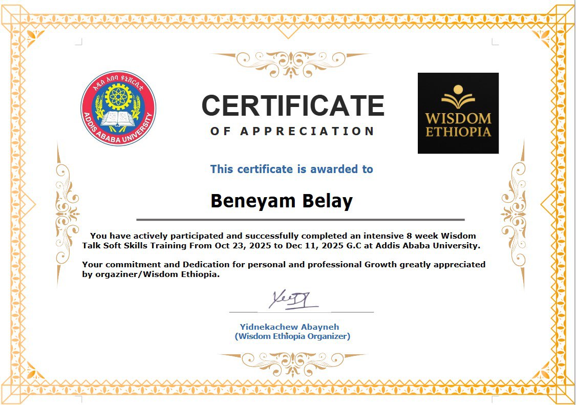 Beneyam Belay - Public Administration Student & Peace Advocate